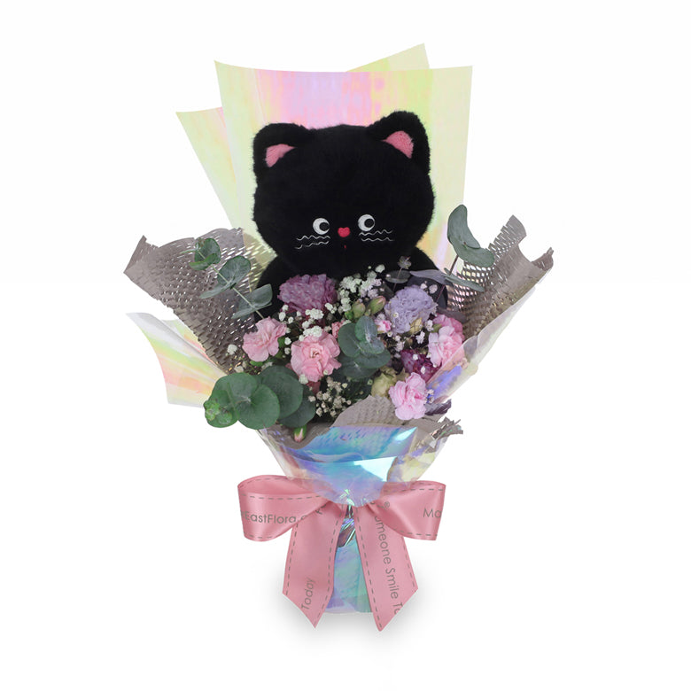 Lucky Black Cat – Flower Bouquet & Plush | FarEastFloracom SG Florist ...