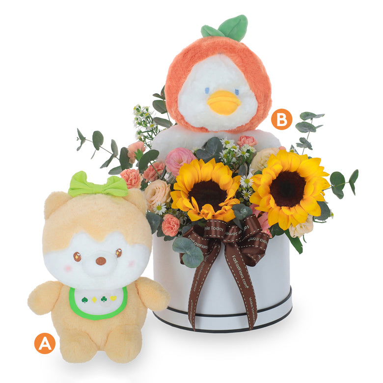 Sunny Blooms & Baby Animal Plush - Flower Box & Plush – FarEastFlora.com